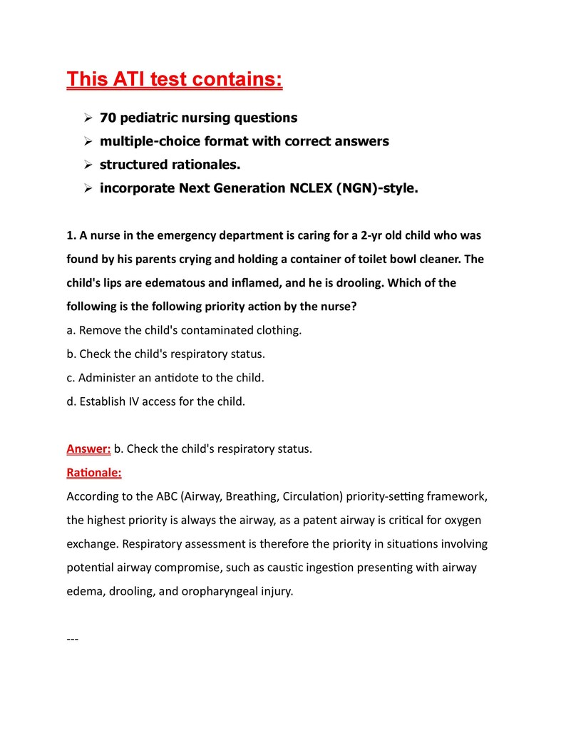 Guide d'étude de l'examen surveillé ATI NP Pediatrics 2023 ...