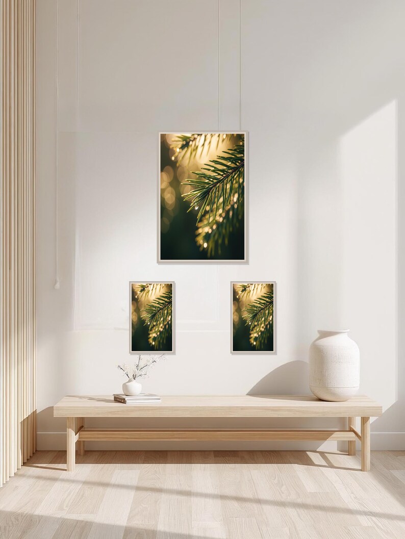 Hyperrealistic Macro Textures: Pine Needle & Dewdrop - Golden Light ...