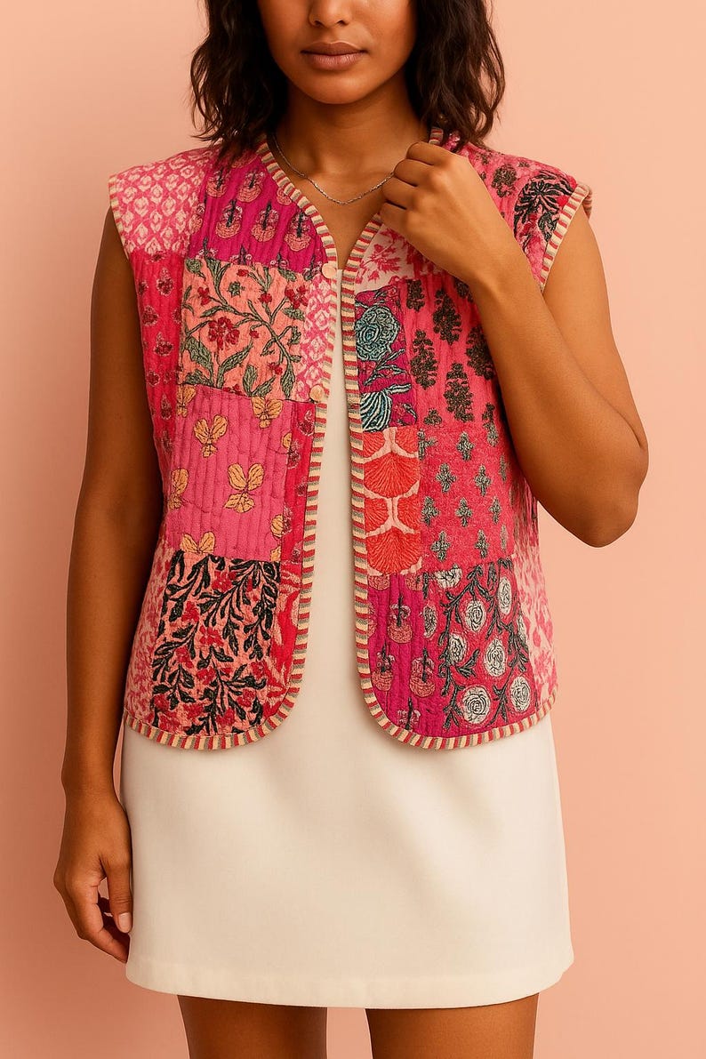 Luxury Boho Quilted Vest | Handmade Patchwork Waistcoat | Vintage ...