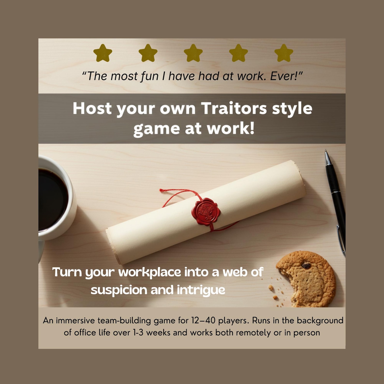 Host Your Own Traitors Style Game at Work - Etsy