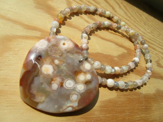 Longer Ocean Jasper Sakura / Cherry Blossom Agate Moonstone | Etsy