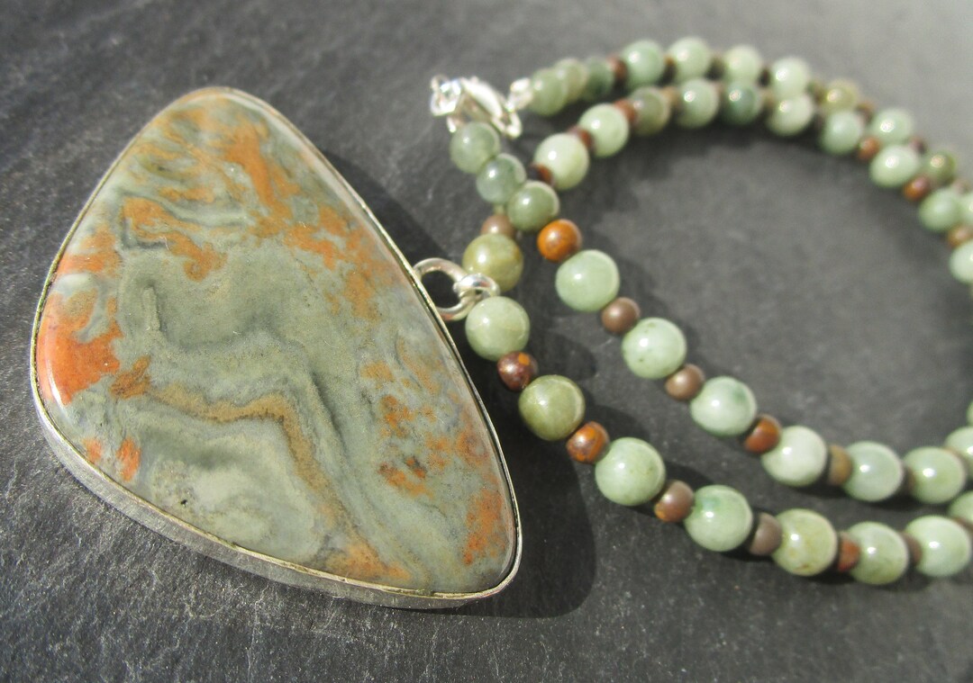 Bumble Bee / Eclipse Jade Bamboo Jasper Necklace: Defense Spell - Etsy