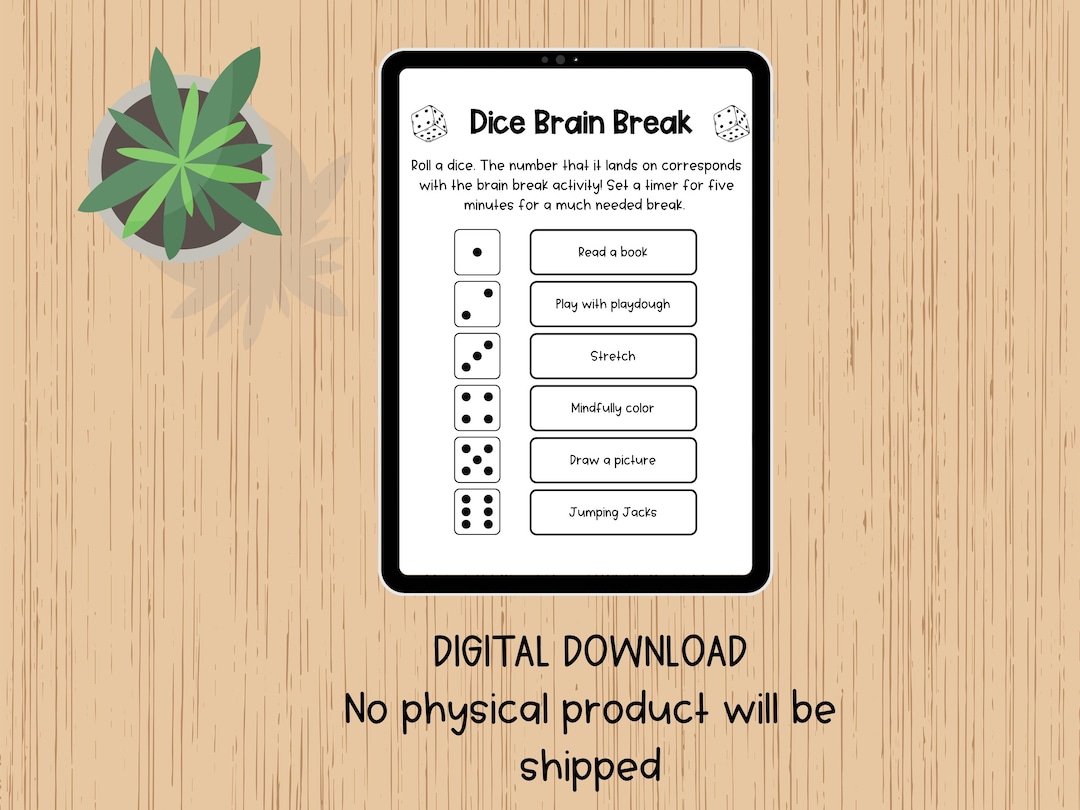 Printable Brain Break Dice Game for Kids | Movement & Calm Activities ...