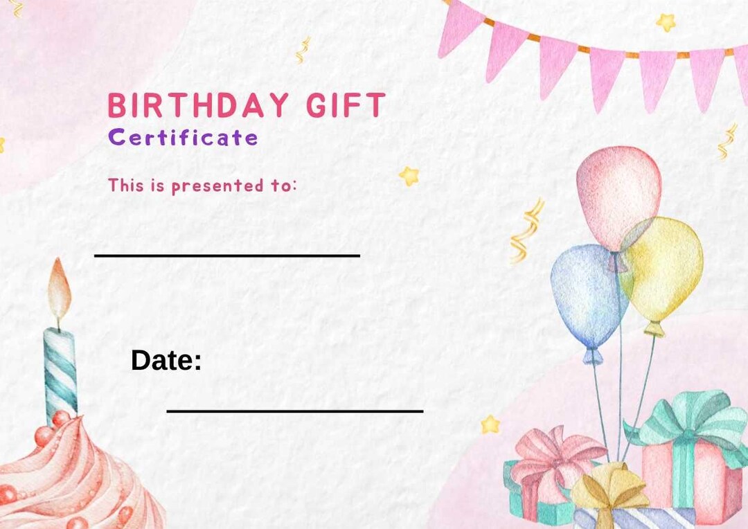 Editable Birthday Certificate for Kids L Printable Gift Award L ınstant ...