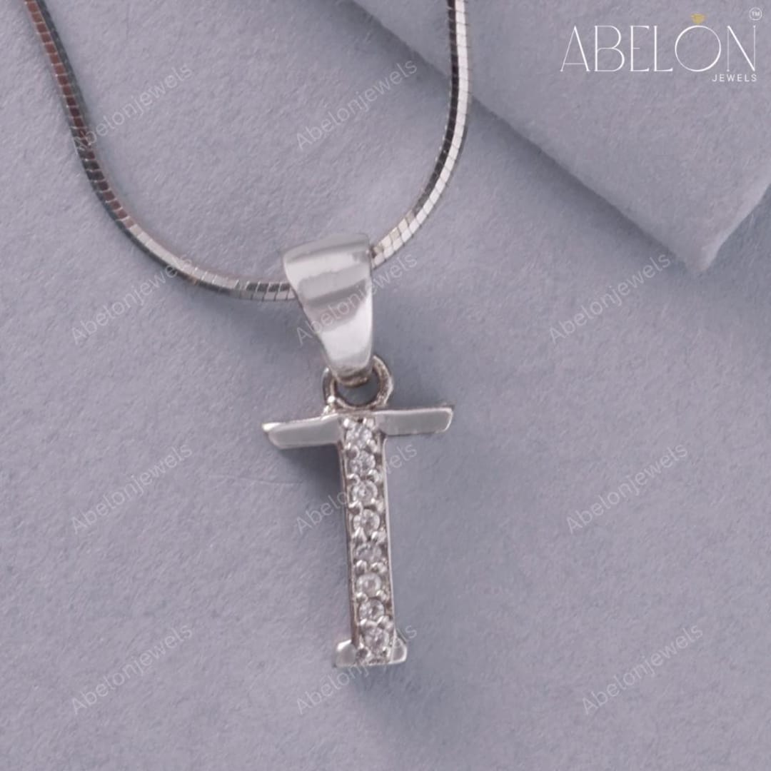 Moissanite Letter T Necklace 925 Silver | Initial T Pendant Necklace ...