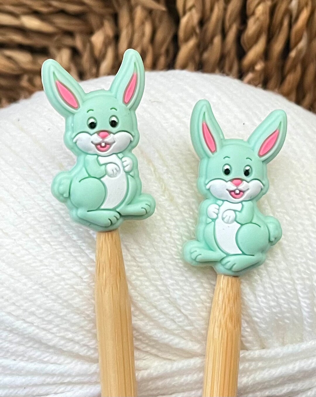 2 Stitch Stoppers, Needle Caps - HASE Made of Silicone Mint Knitting ...
