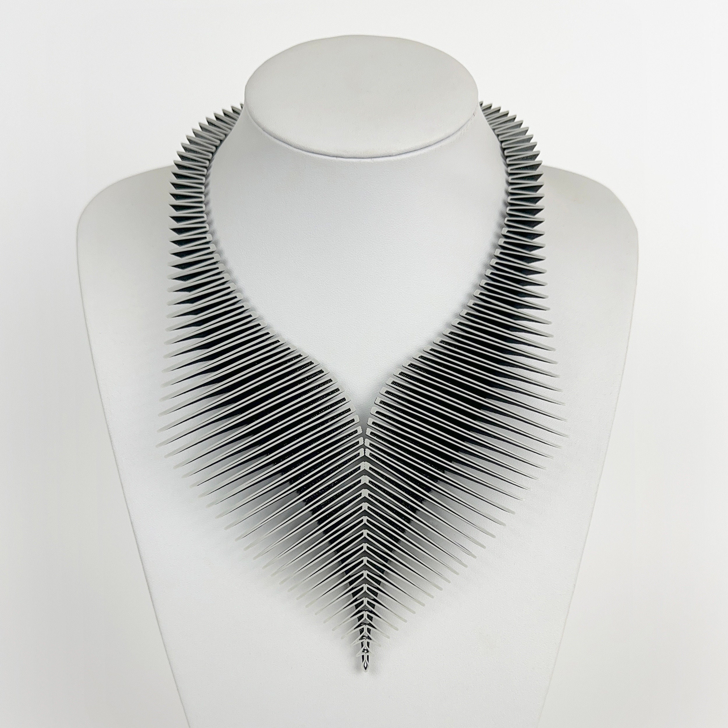 MOTH 3D Printed Necklace (grey on Black) - Etsy