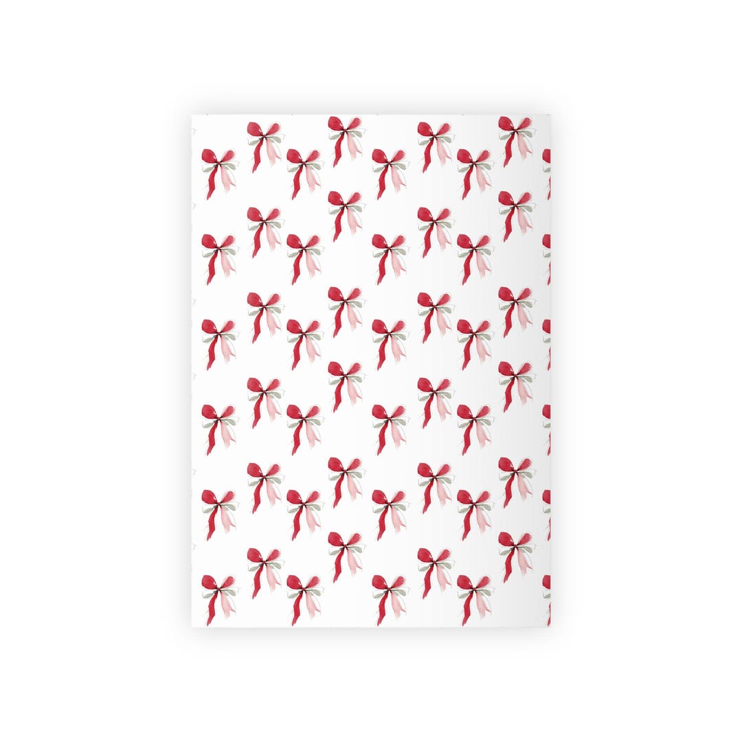 Red Bow Pattern Wrapping Paper Roll | Holiday Ribbon Print - Etsy