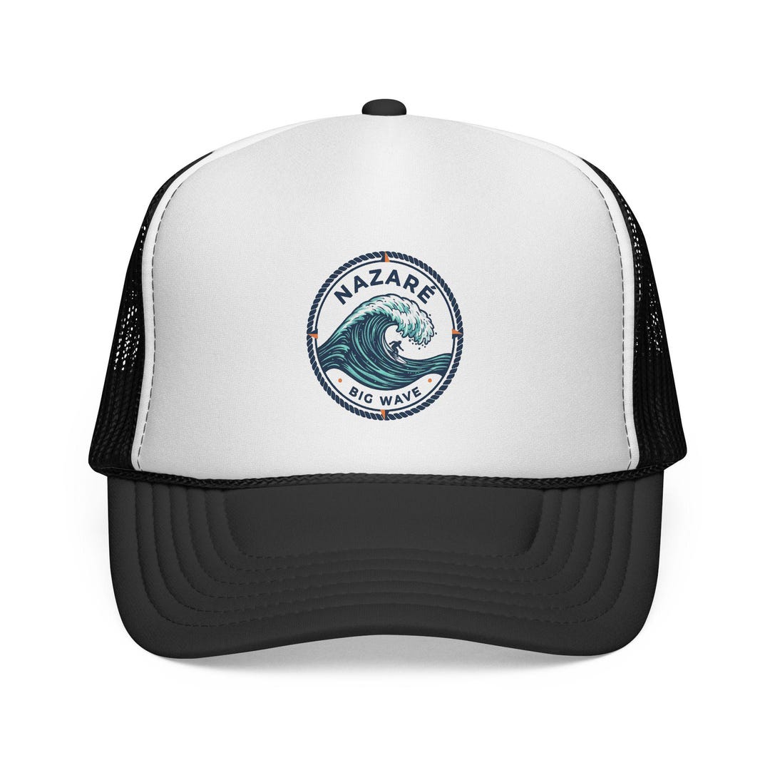 Nazare Big Wave Trucker Cap | Portugal Surf Hat With Ocean Wave Patch ...