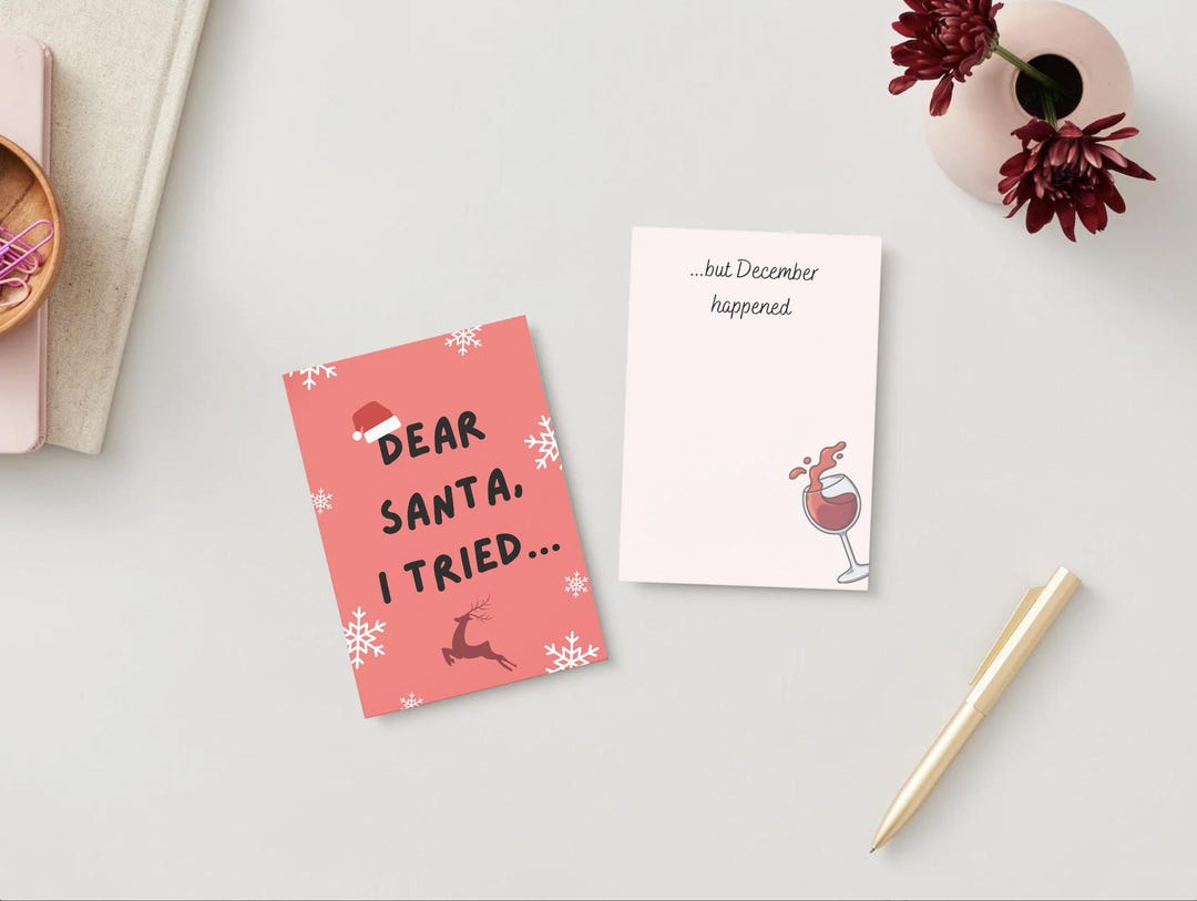 Printable Card, Dear Santa I Tried Christmas Funny Design, Canva ...