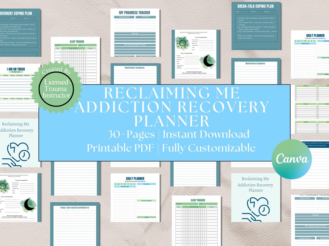 Reclaiming Me Addiction Recovery Planner | Sobriety Tracker | Digital ...