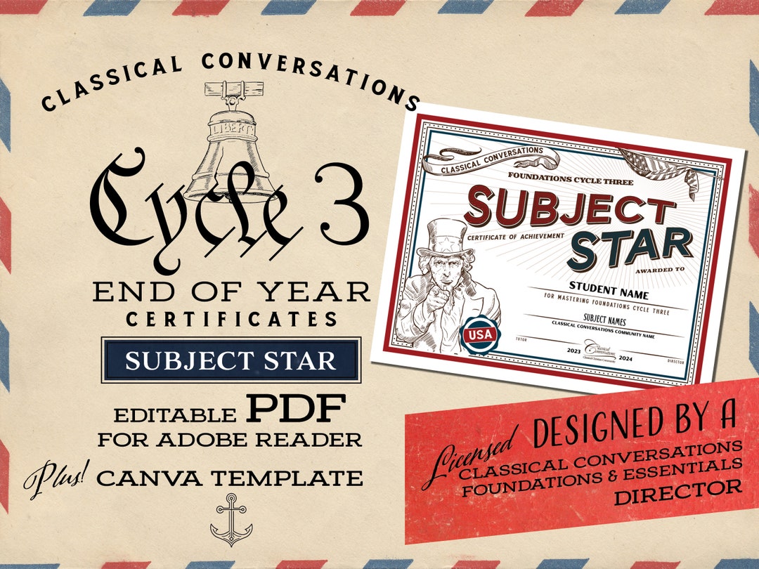 CC Cycle 3 EOY Certificates Subject Star Classical Conversations End of ...