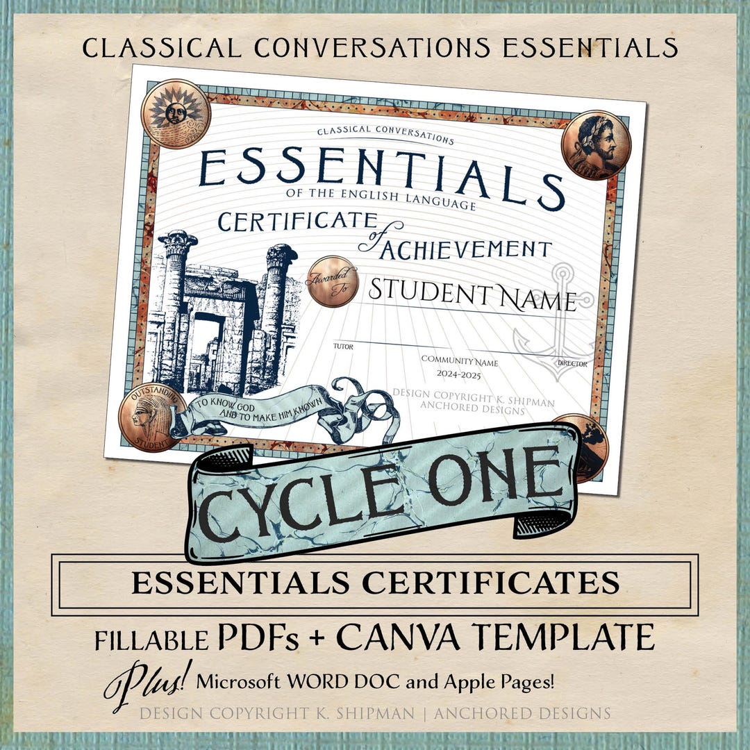 CC Cycle 1 Essentials Certificates (digital Download) - Etsy
