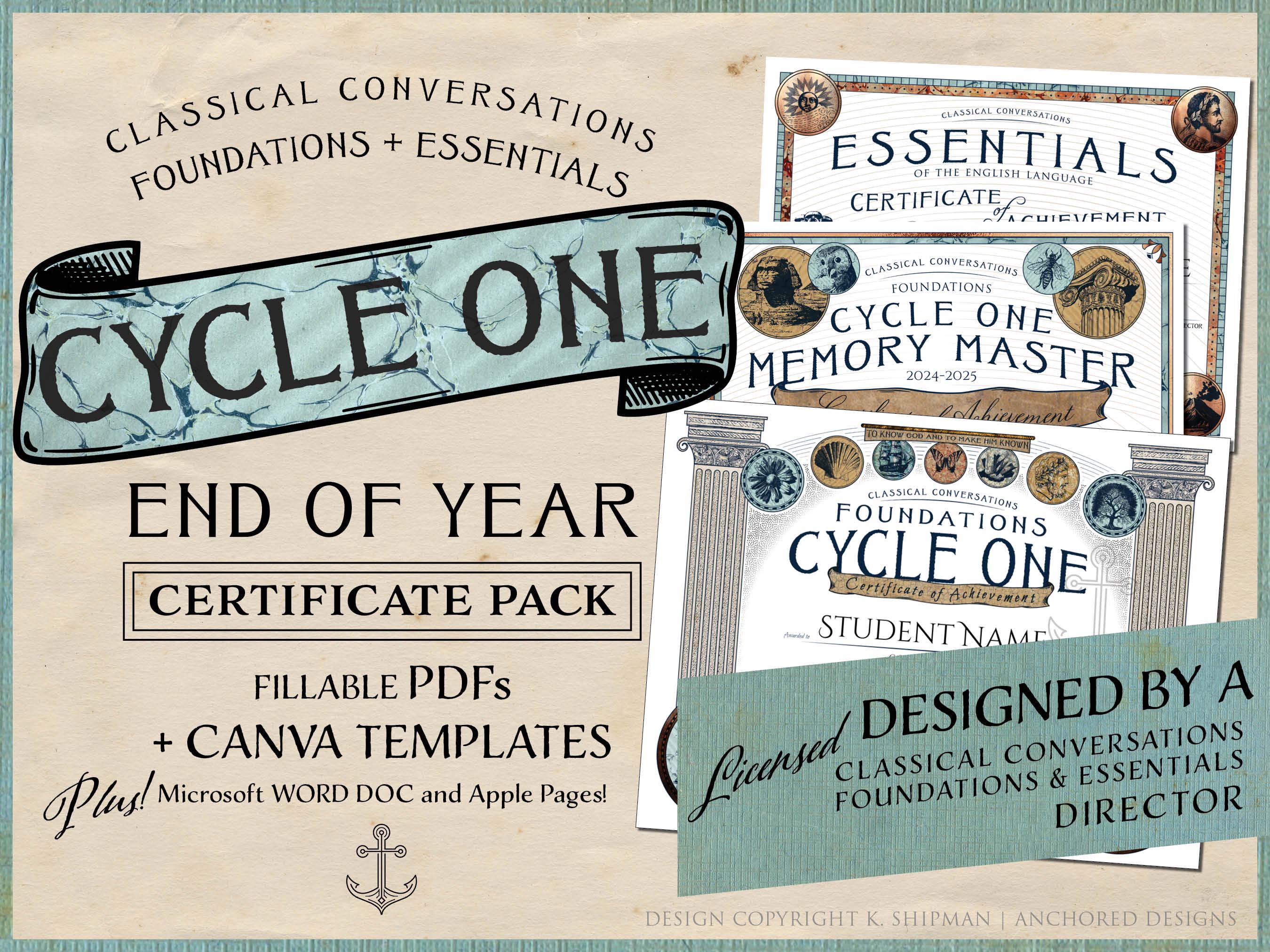 CC Cycle 1 EOY Certificate Pack | Classical Conversations | End of Year ...