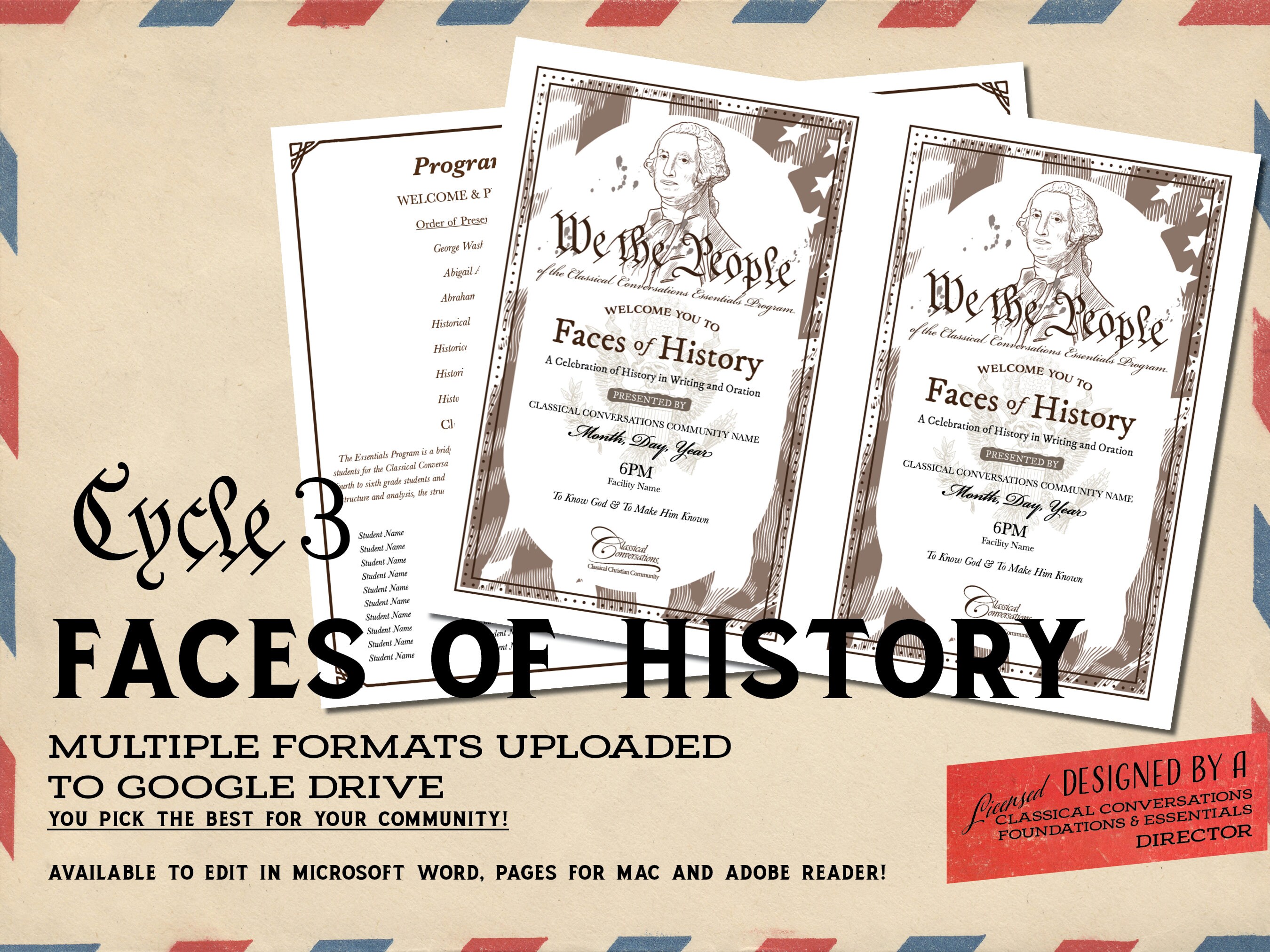CC Cycle 3 Faces of History Program and Invitation Pack - Etsy