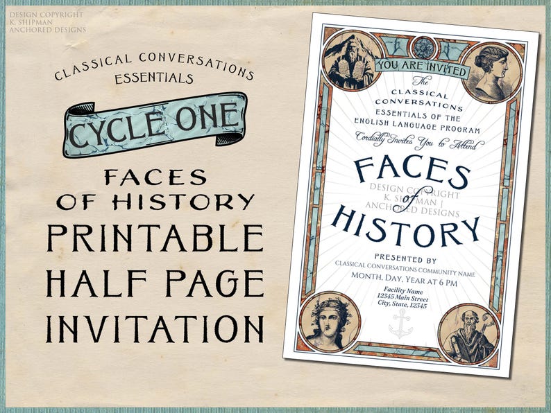 CC Cycle 1 Essentials Faces of History Program and Invitation Pack - Etsy