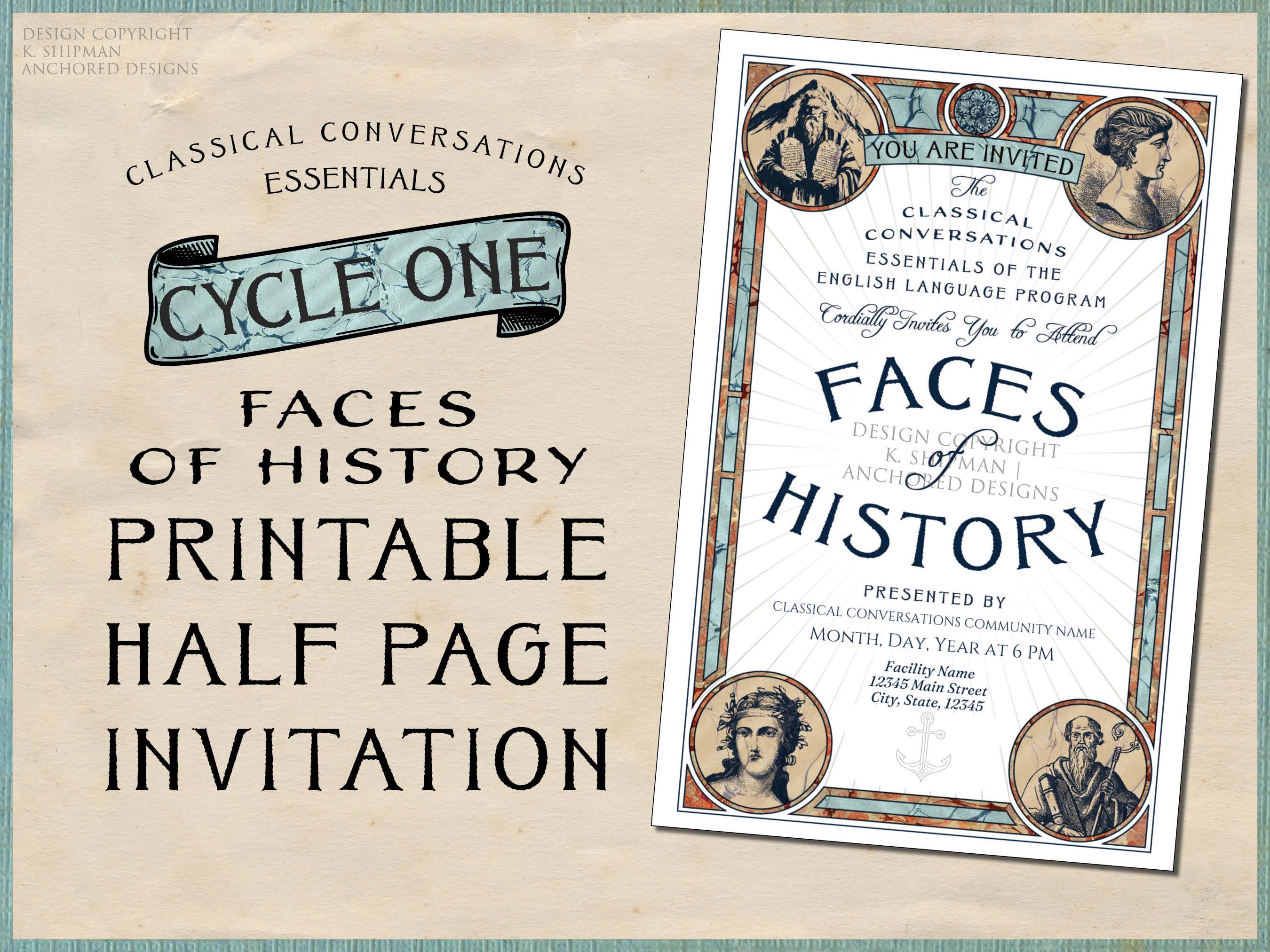 CC Cycle 1 Essentials Faces of History Program and Invitation Pack - Etsy