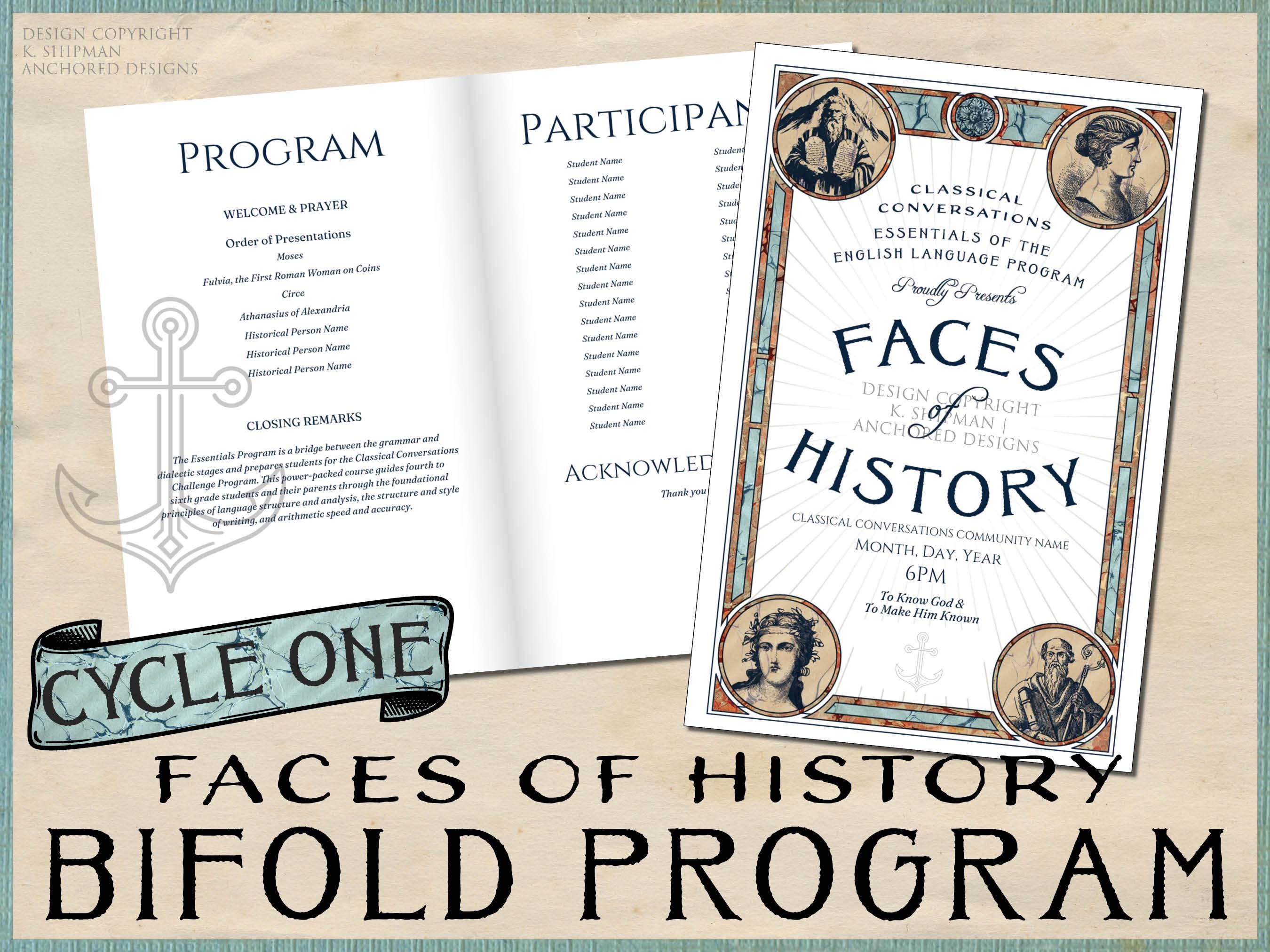 CC Cycle 1 Essentials Faces of History Program and Invitation Pack - Etsy