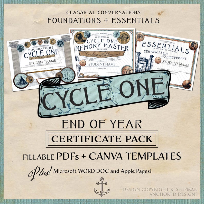 CC Cycle 1 EOY Certificate Pack | Classical Conversations | End of Year Celebration | CC Digital ...
