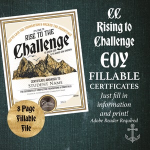 CC Rising to Challenge EOY Certificates - Etsy