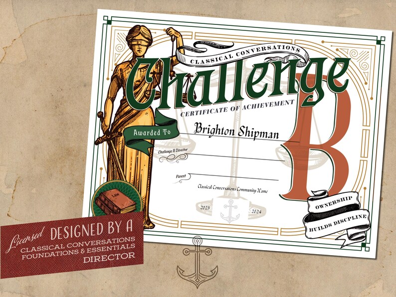 CC Challenge B End of Year Certificates of Achievement - Etsy