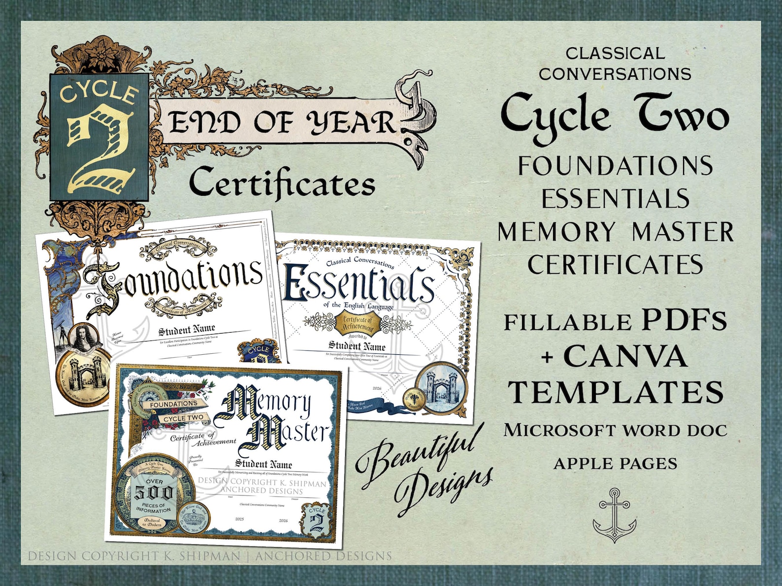 CC Cycle 2 EOY Certificate Pack | Foundations | Essentials | Memory ...