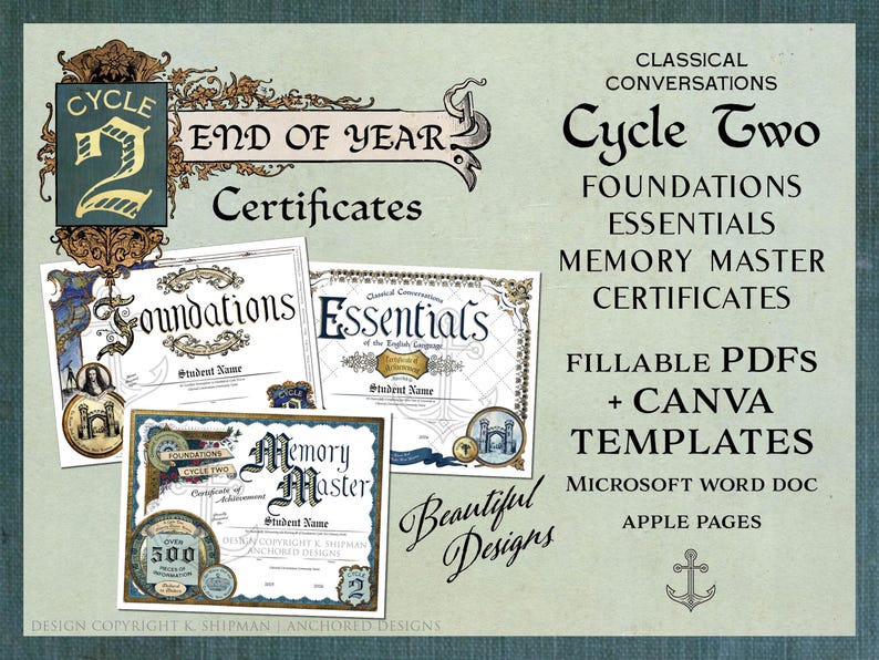 CC Cycle 2 EOY Certificate Pack | Foundations | Essentials | Memory ...