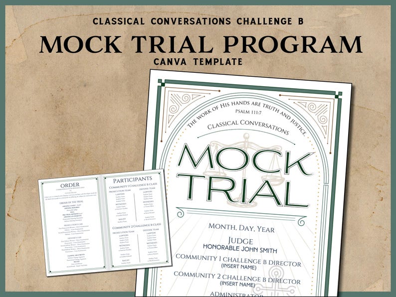Classical Conversations Challenge B Mock Trial Program Canva Template ...
