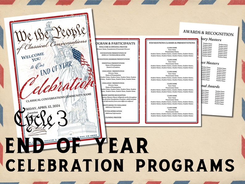 CC Cycle 3 EOY Celebration Program and Invitation Pack - Etsy