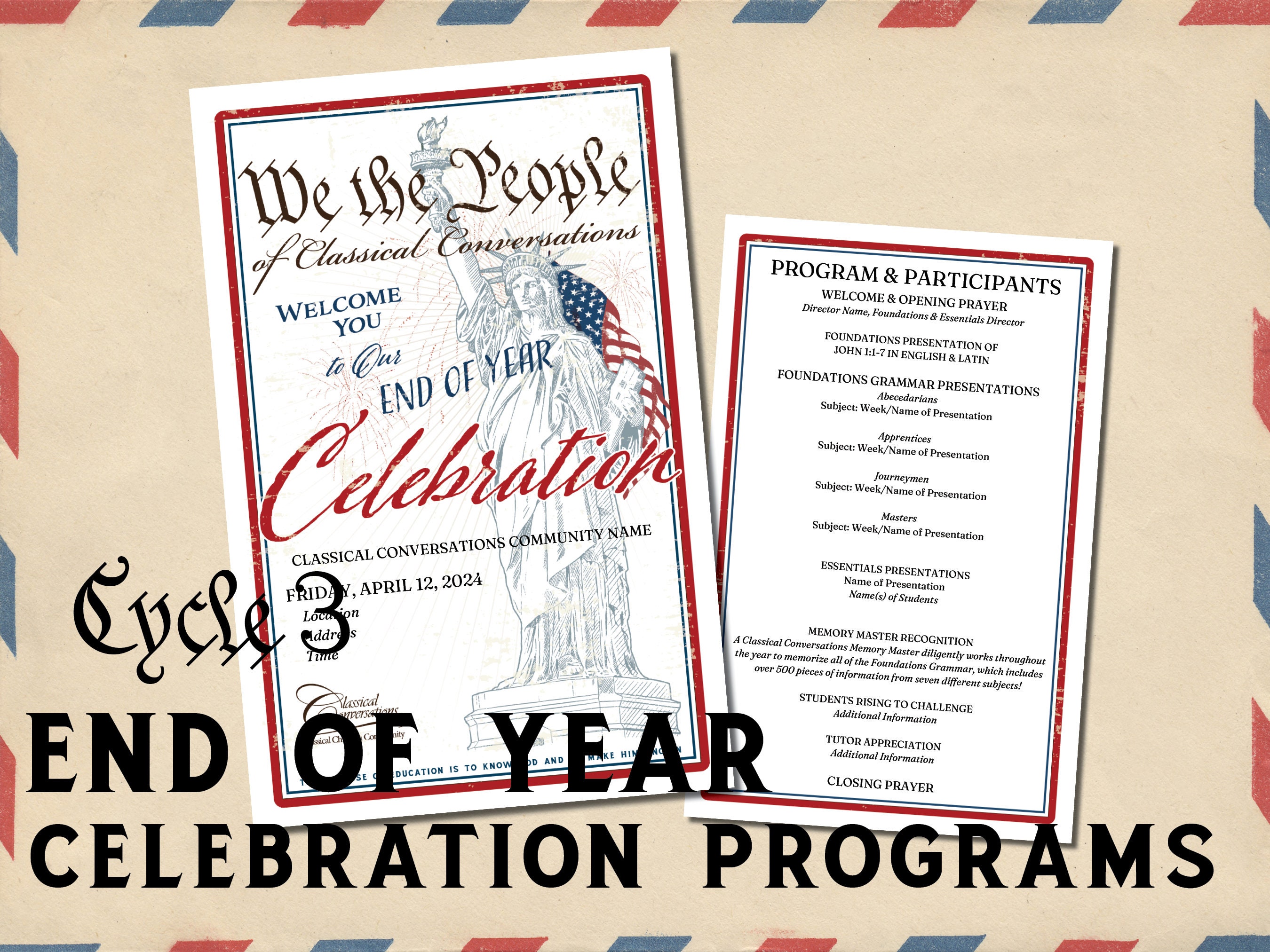 CC Cycle 3 EOY Celebration Program and Invitation Pack - Etsy