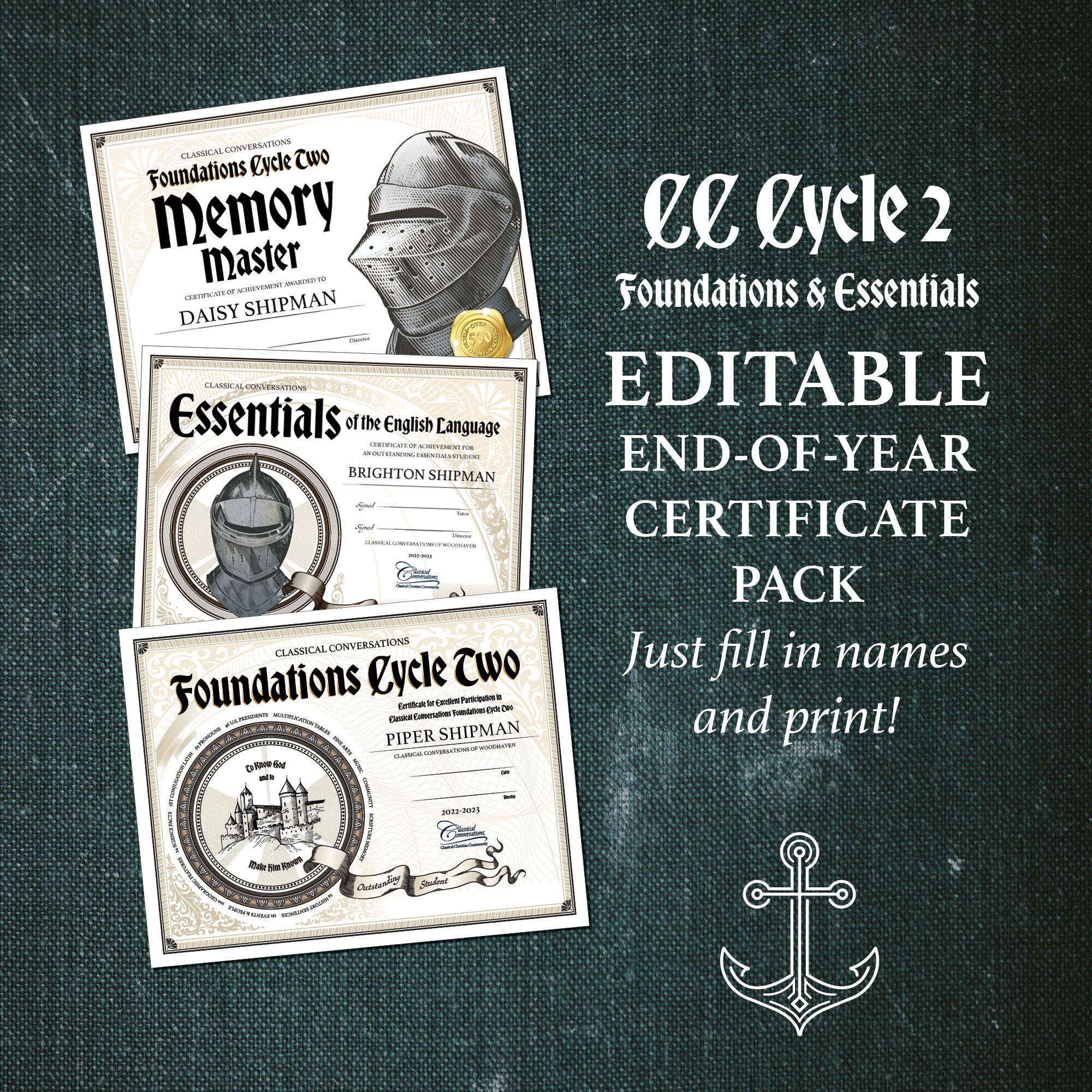 CC Cycle 2 EOY Certificate Pack - Etsy