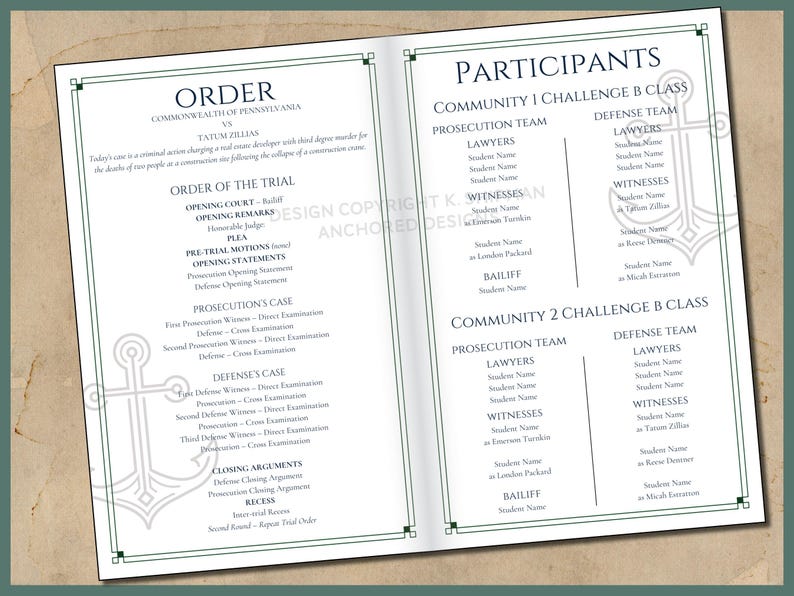 Classical Conversations Challenge B Mock Trial Program Canva Template ...