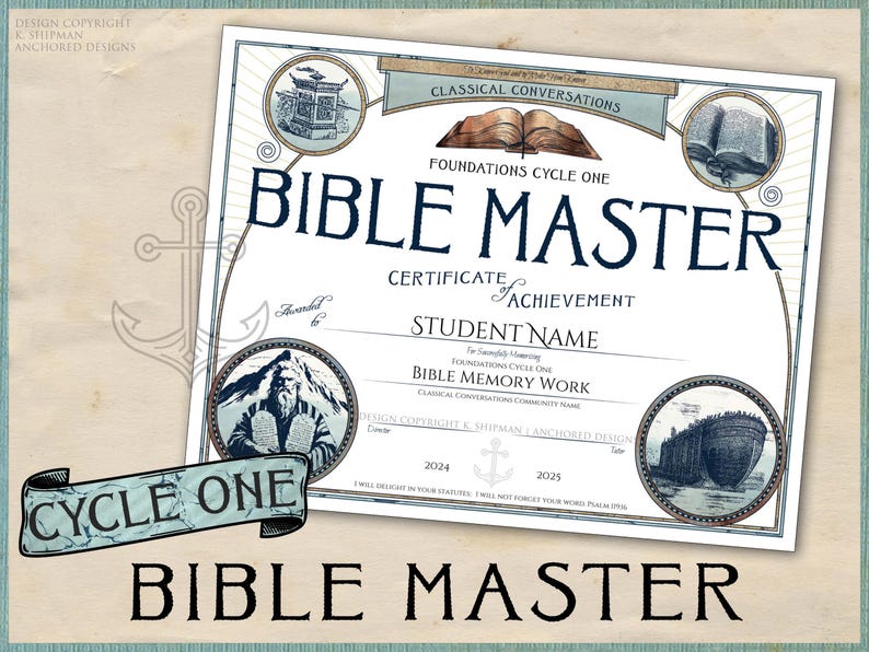 CC Cycle 1 EOY Bible Master Certificates | Fillable PDF, Word, Pages ...