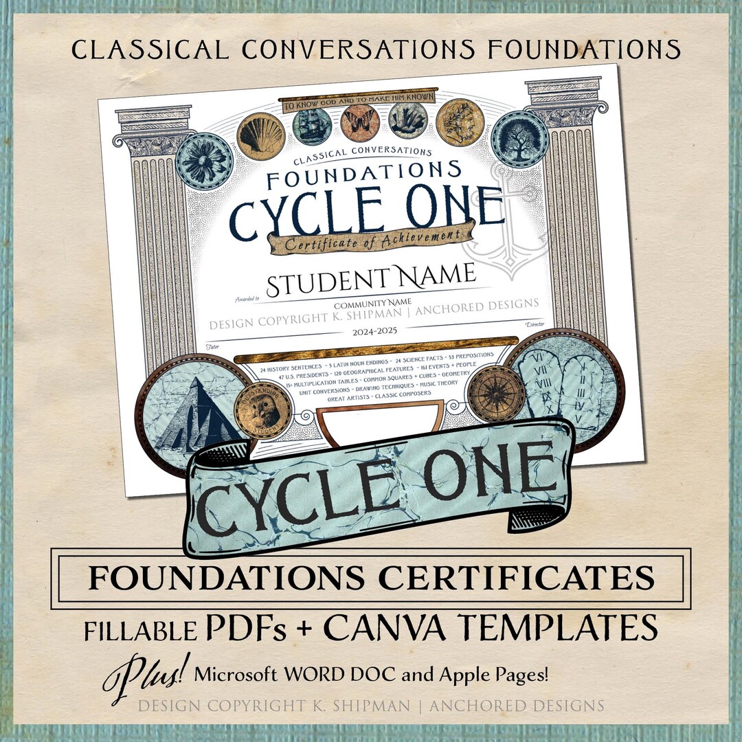 CC Cycle 1 EOY Foundations Certificates | Classical Conversations | End ...