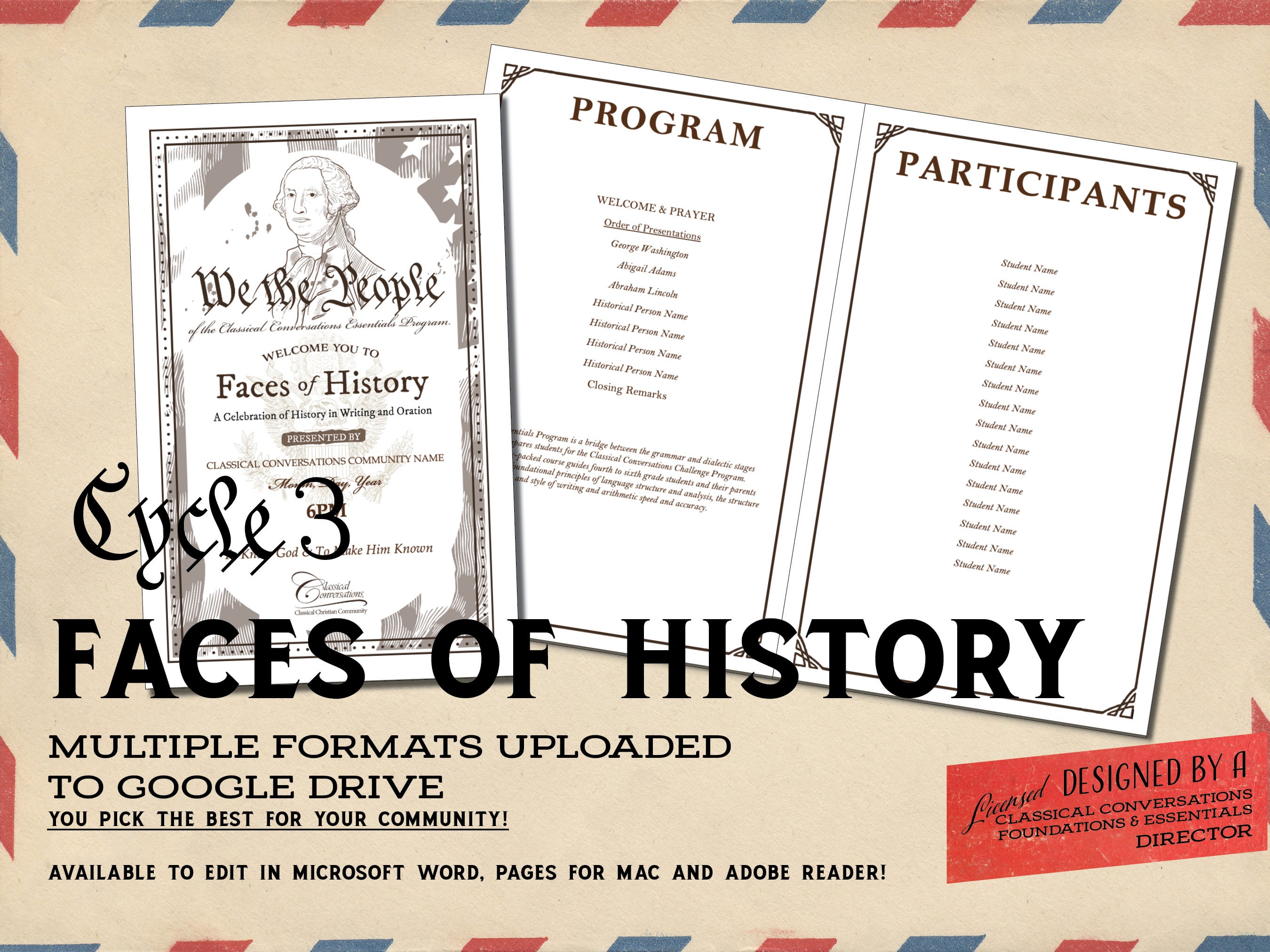 CC Cycle 3 Faces of History Program and Invitation Pack - Etsy