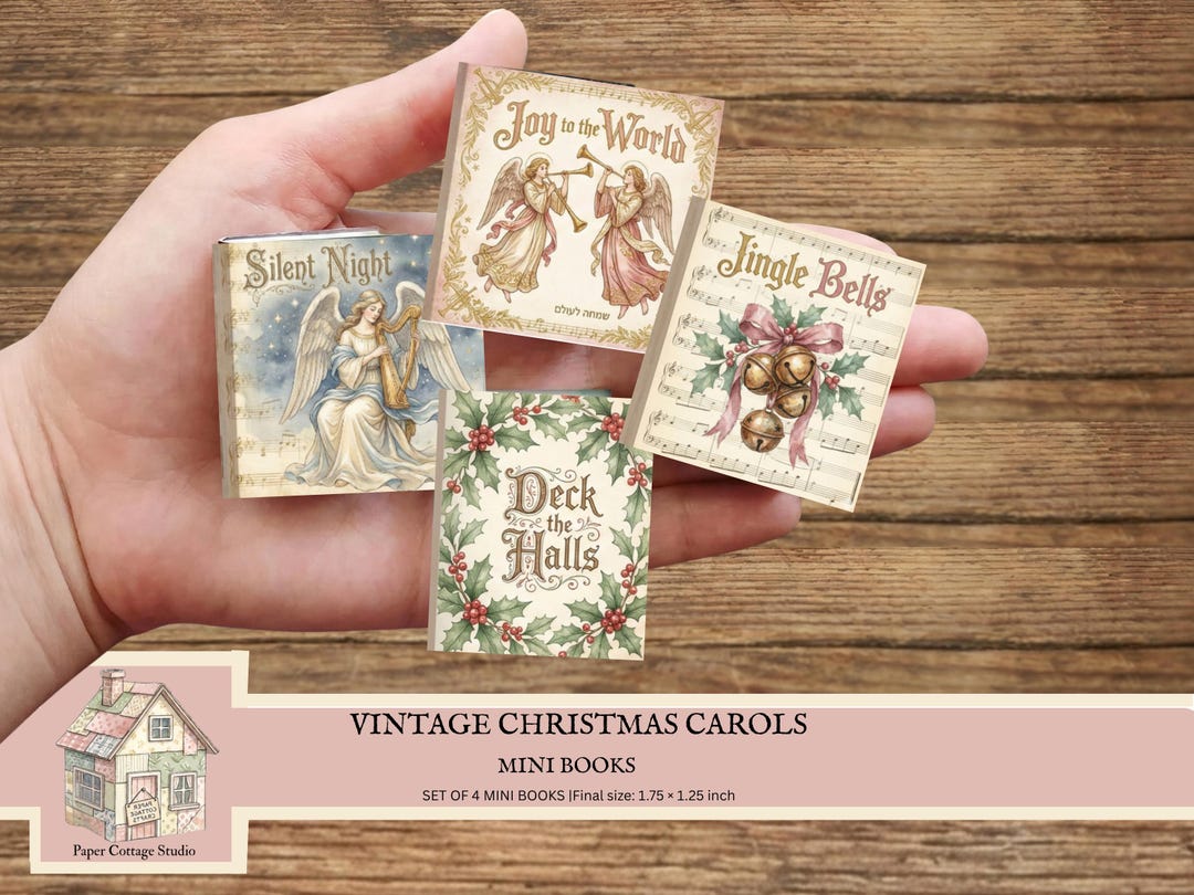 Vintage Christmas Carols Mini Books, Junk Journal Ephemera (digital ...