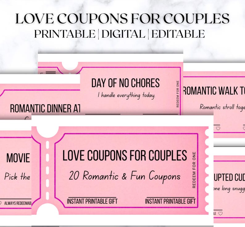 Love Coupons for Couples | Editable Canva Template | 20 Romantic & Fun ...