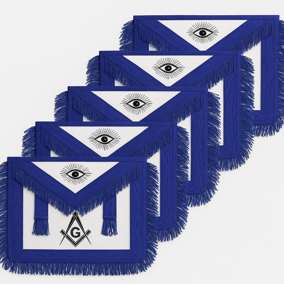 Masonic Regalia Master Mason Apron With Blue Fringe Machine Embroidered ...