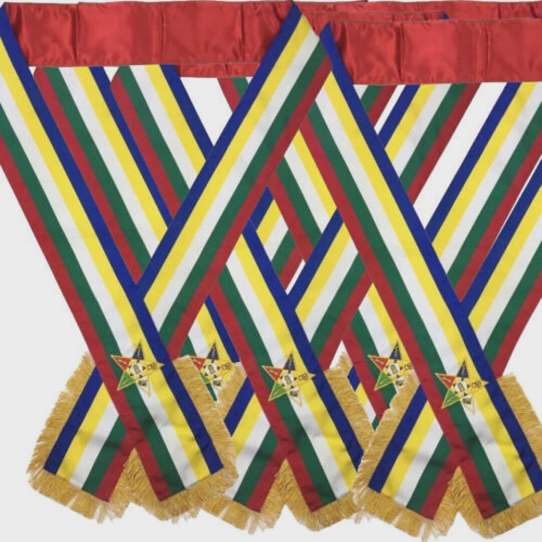 Masonic Order Eastern Star Sash Set, OES Sashes, 5-piece Embroidered ...