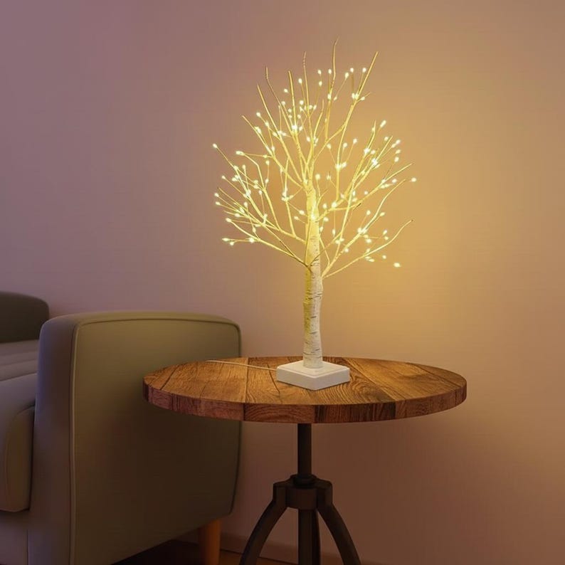 144 LED Tree Night Light Birch Branch Lamp | Holiday Table Centerpiece ...