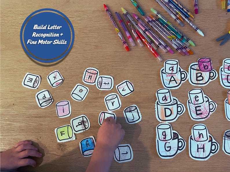 Hot Cocoa Alphabet Matching Game: Hand Drawn Winter Learning Activity ...