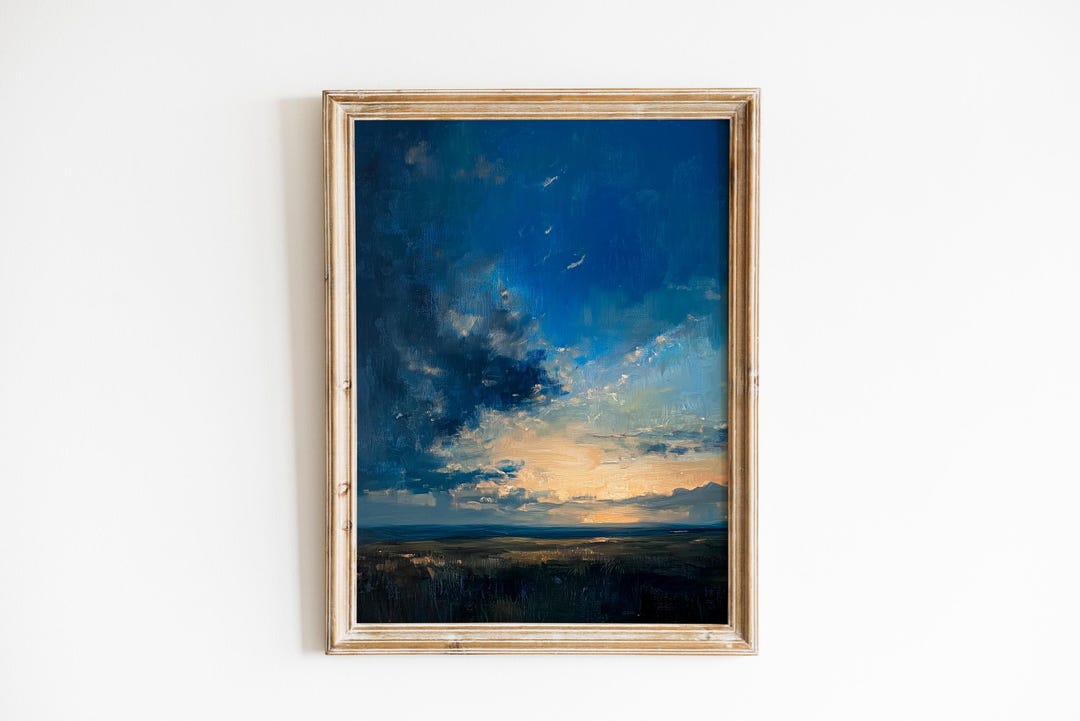 Printable Moody Nightscape - Serene Landscape Wall Art With Starry Sky ...