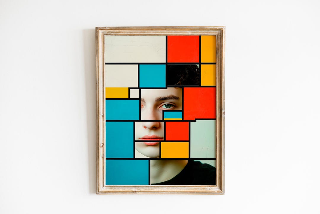 Moody Modern Portrait in Fragmented Grid - Surreal Pop-art Style ...