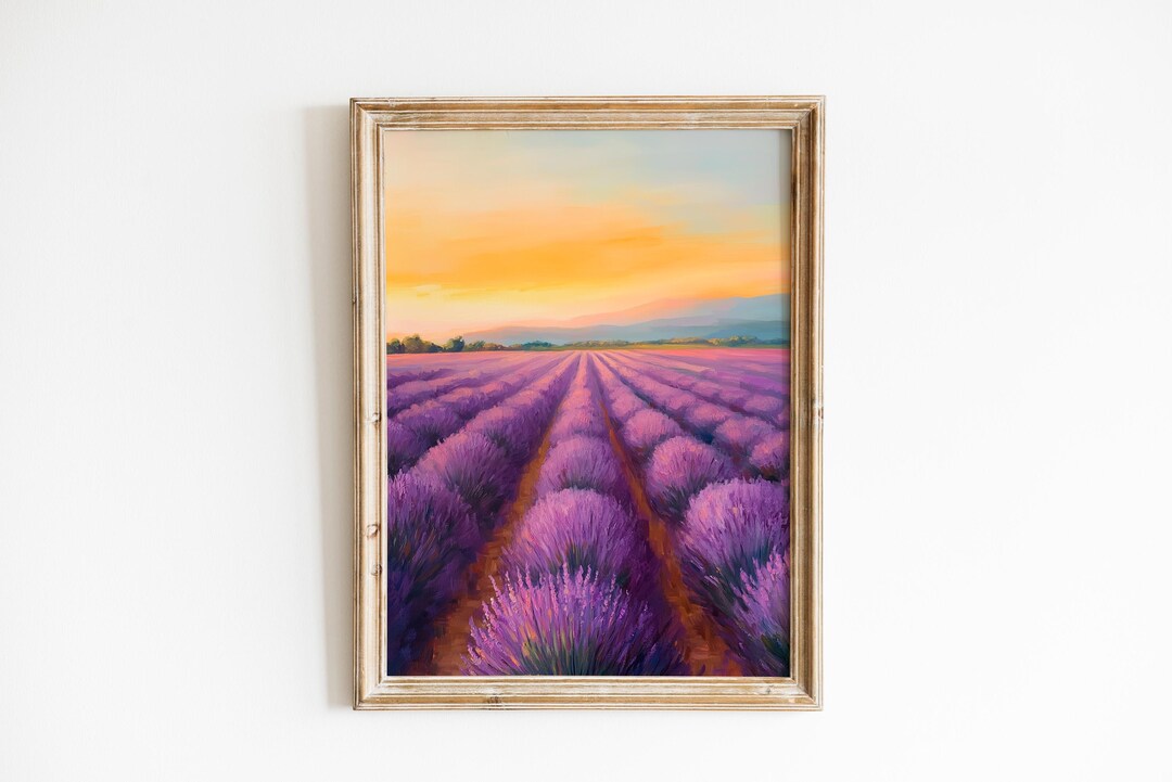 Lavender Fields at Sunset - Cottagecore Pastoral Landscape, Serene ...