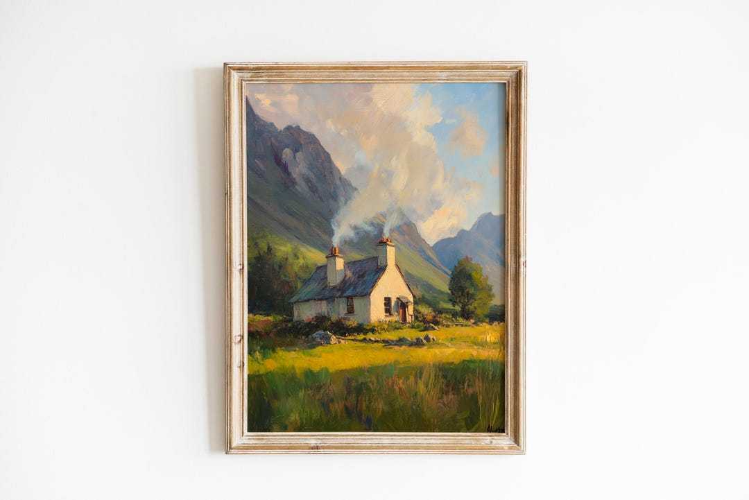 Rustic Warm Valley Landscape, Printable Cottagecore Art - Serene ...