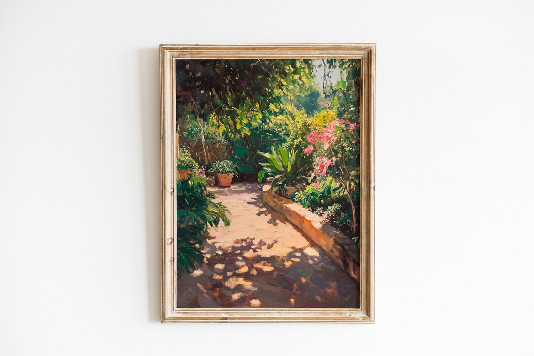 Garden Path After Rain - Printable Sunlit Cottagecore Wall Art, Serene ...