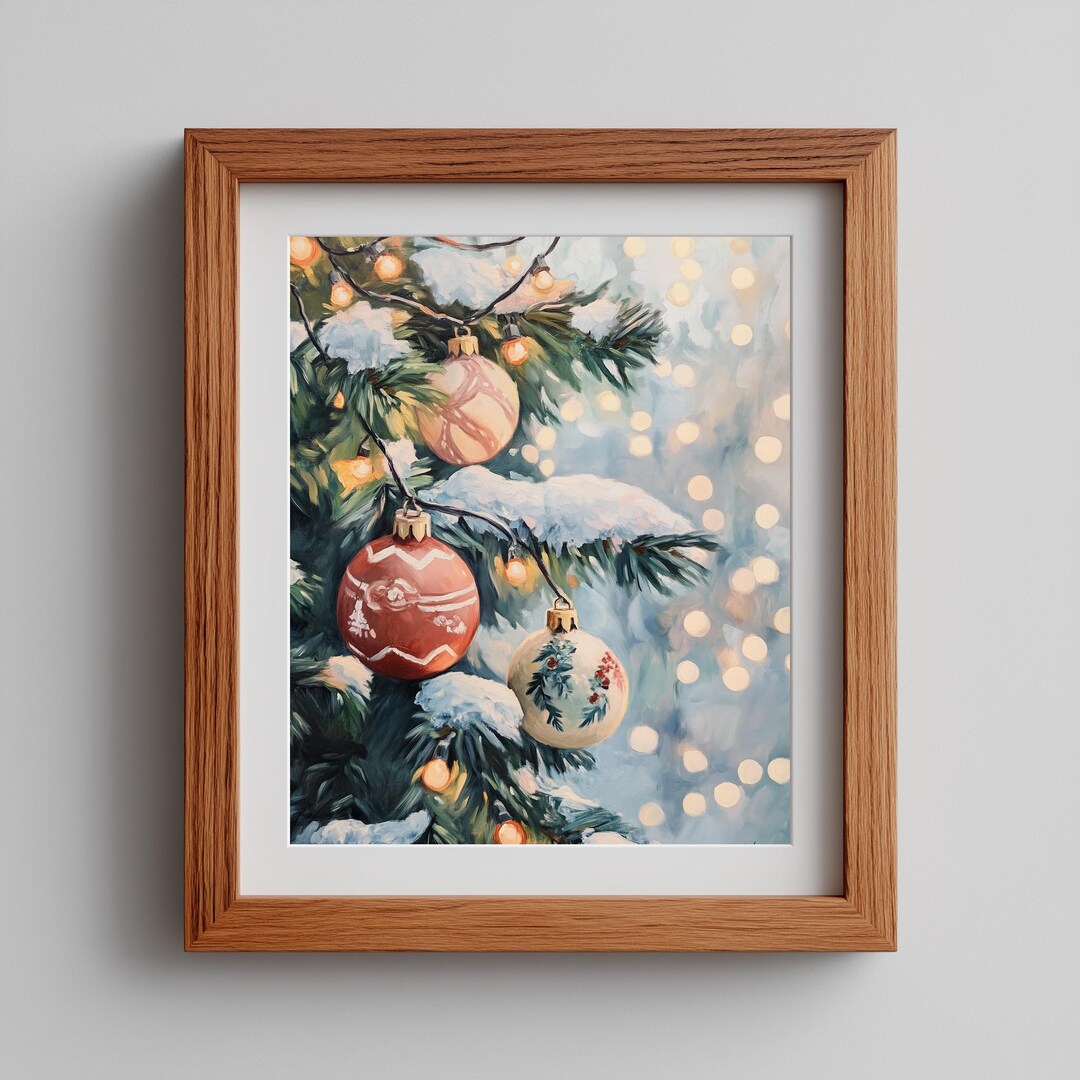 Festive Christmas Tree Bough Art Print - Vintage Holiday Printable Wall ...