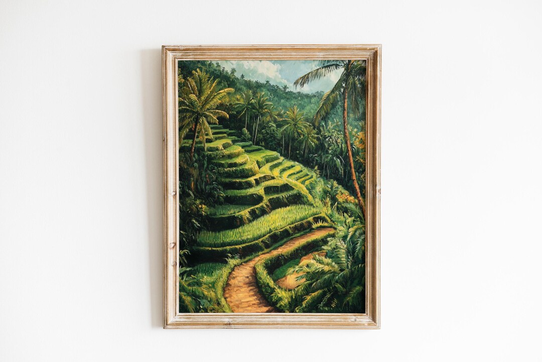 Rustic Bali Rice Terraces Printable Wall Art - Serene Landscape ...