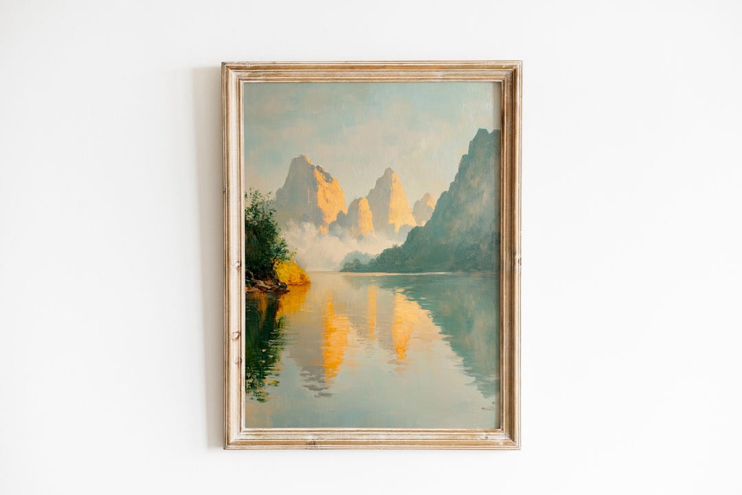 Serene Moody Li River Printable Landscape - Vintage-inspired Karst ...