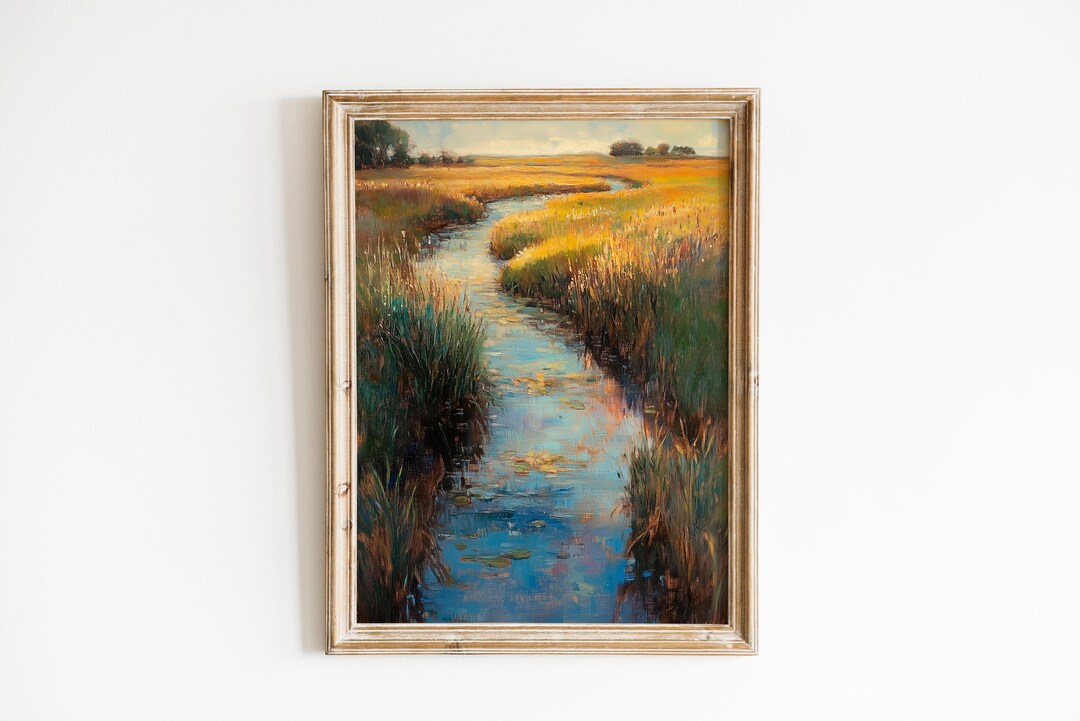 Rustic Moorland Stream Printable Wall Art - Cottagecore River Landscape ...